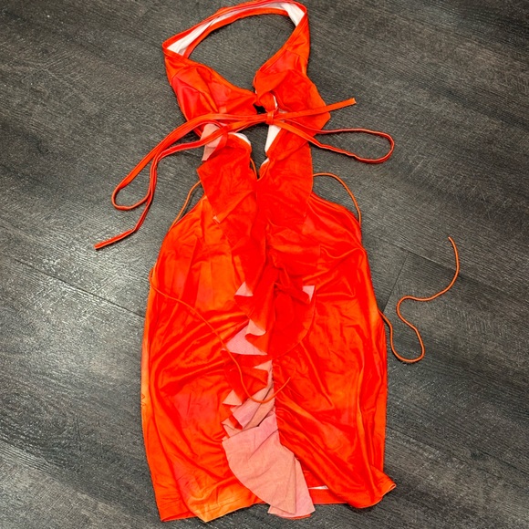 Dresses | Firey Red Orange Ruffle Mini Dress | Poshmark
